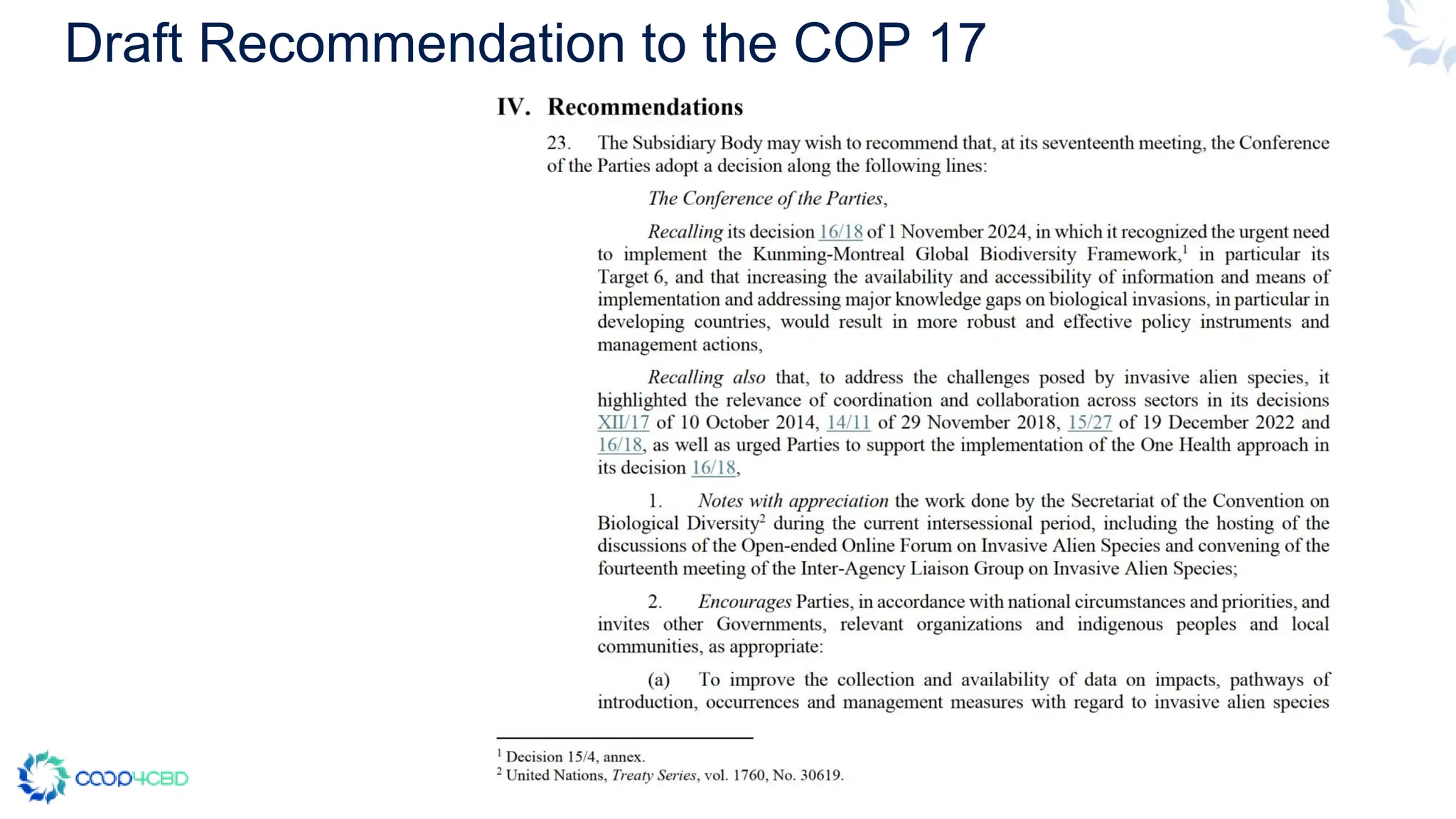 COOP4CBD Invasive Alien Species Presentation 2 | PDF