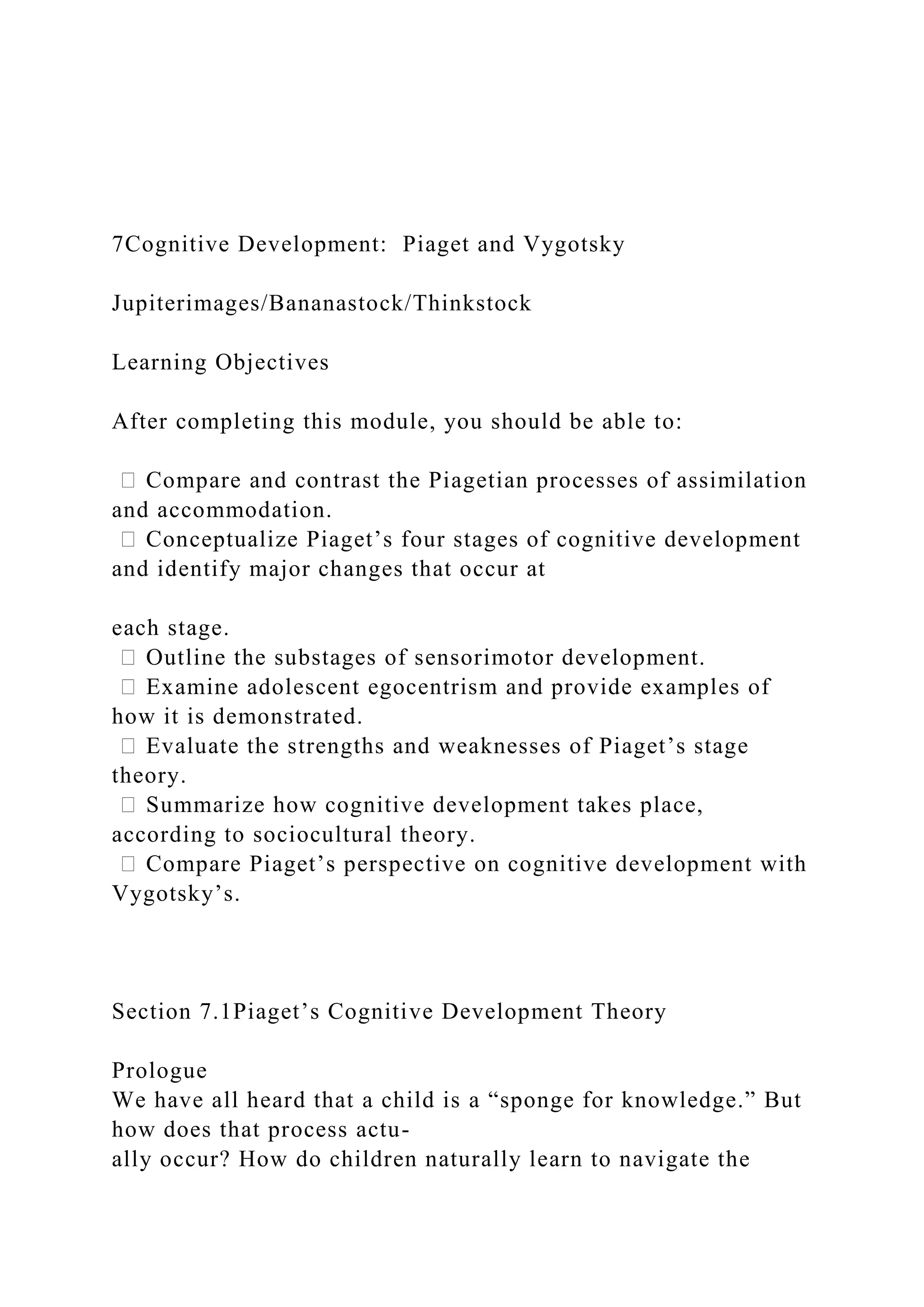 7Cognitive Development Piaget and VygotskyJupiterimages.docx