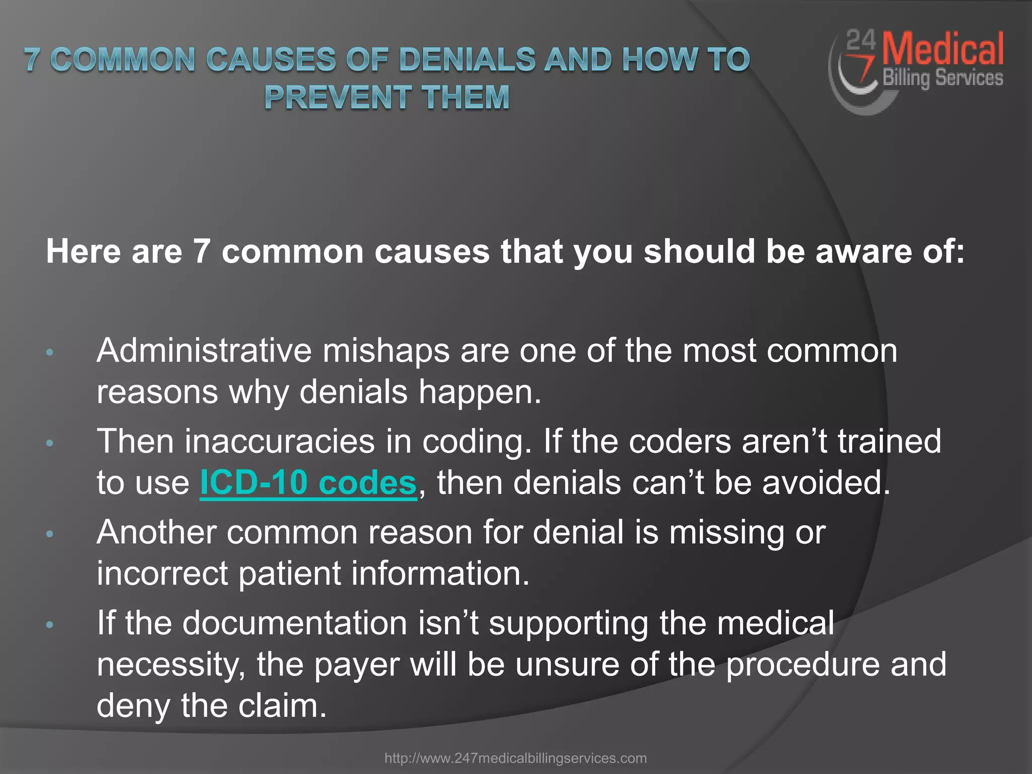 7 common causes of denials and how to prevent them | PPTX
