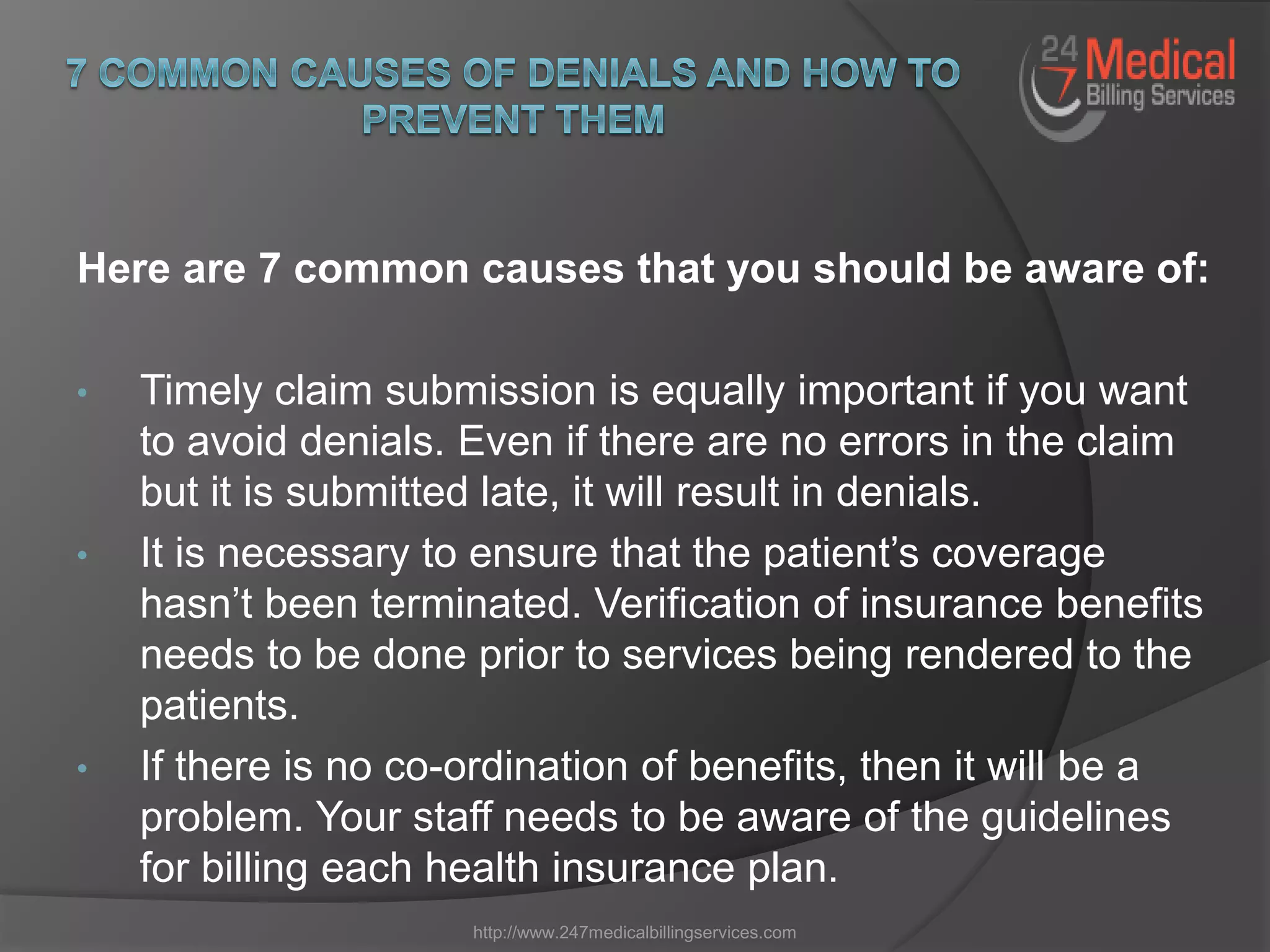 7 common causes of denials and how to prevent them | PPTX