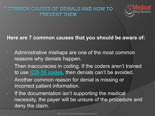 7 common causes of denials and how to prevent them | PPTX