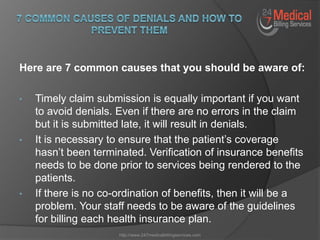 7 common causes of denials and how to prevent them | PPTX