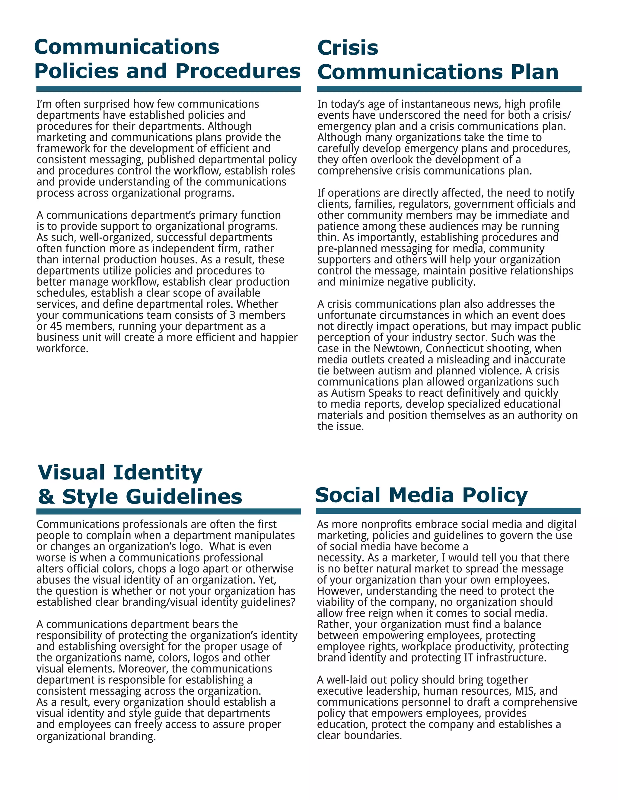 7 communications policies your nonprofit cannot live without | PDF