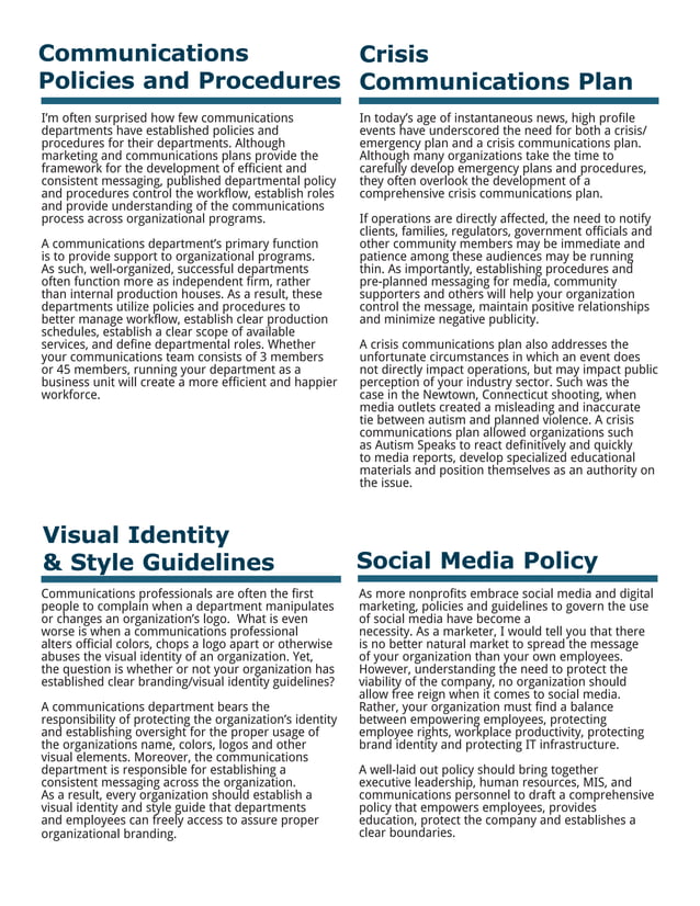 7 communications policies your nonprofit cannot live without | PDF