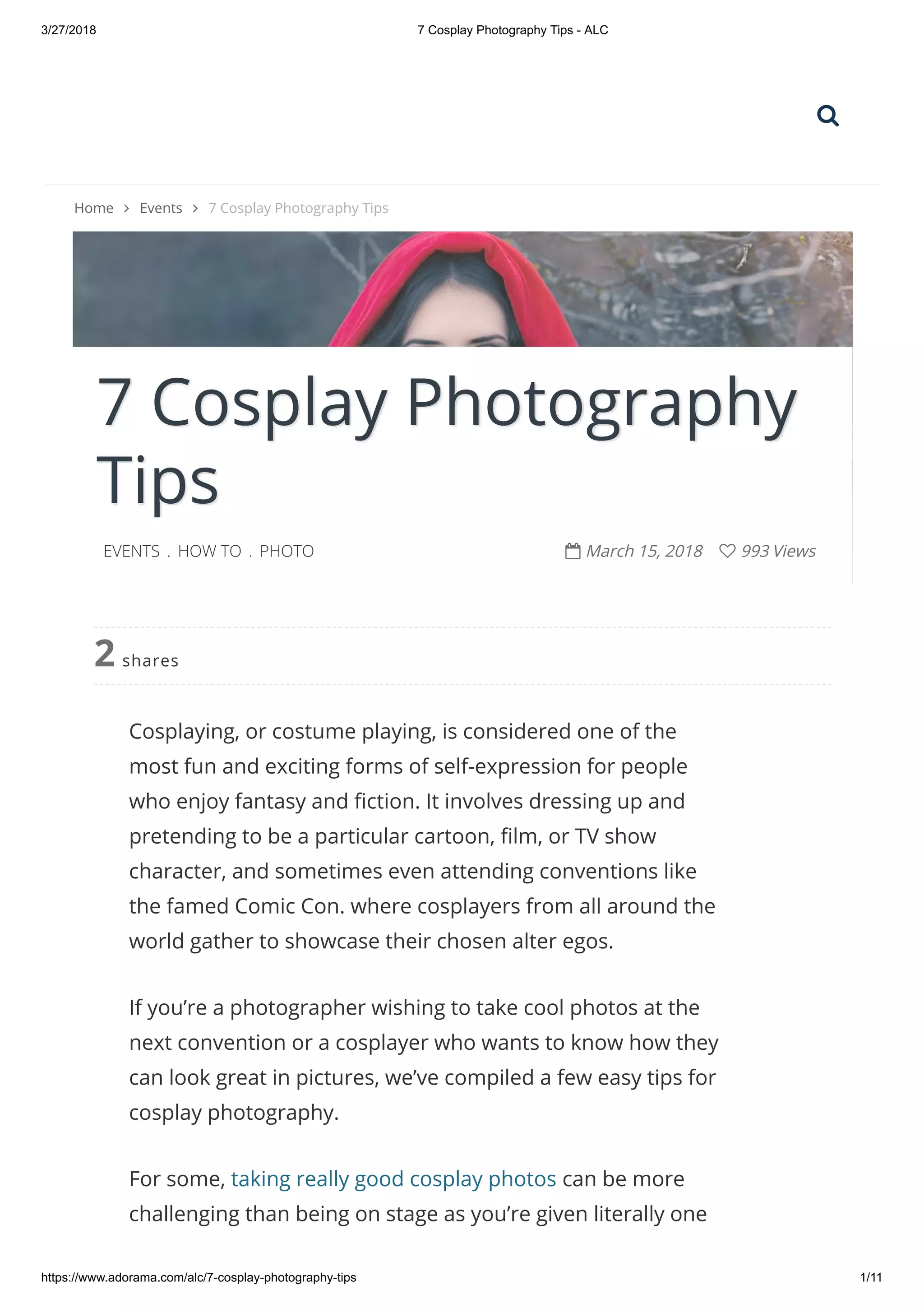 7 Cosplay Photography Tips | PDF