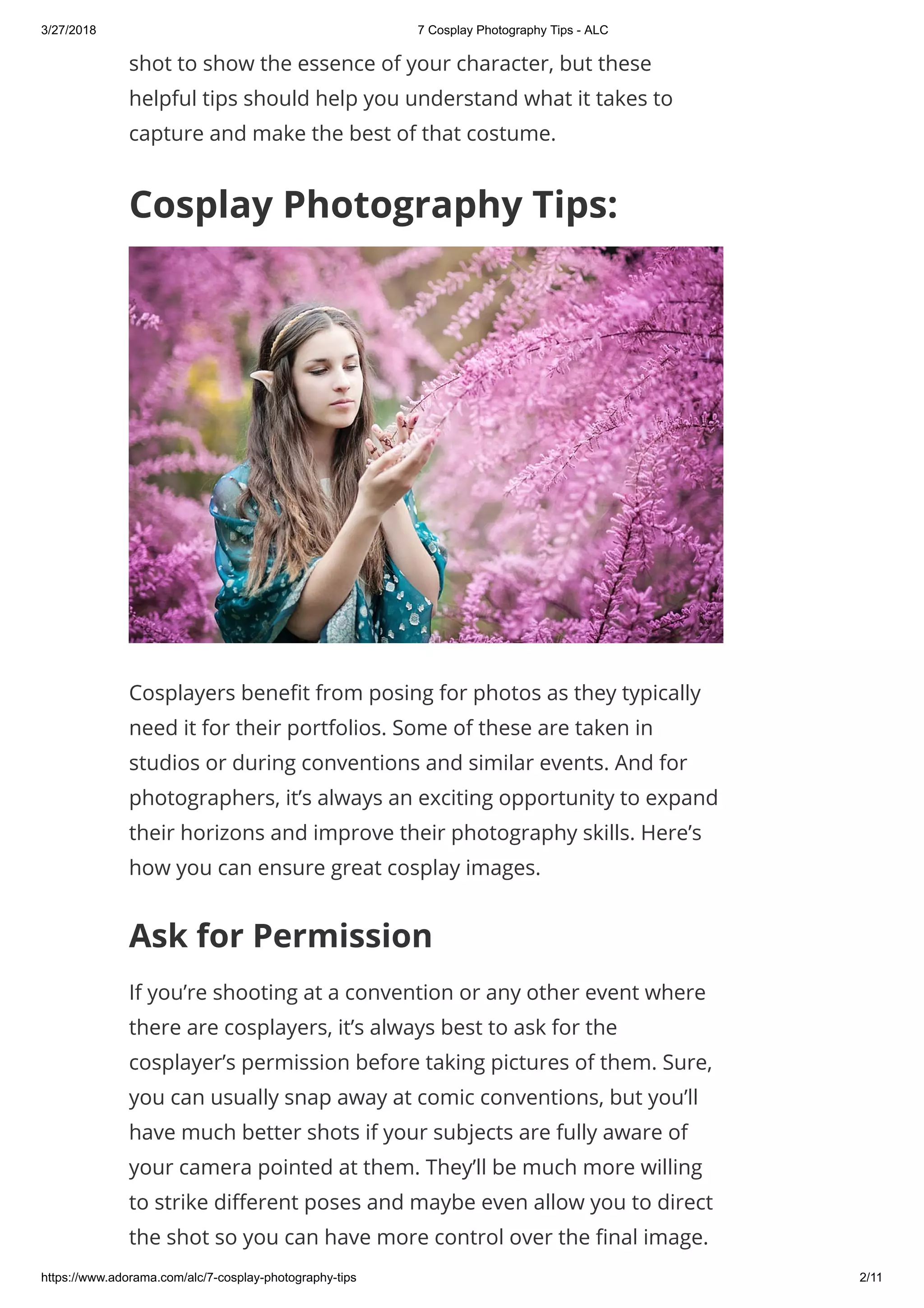 7 Cosplay Photography Tips | PDF