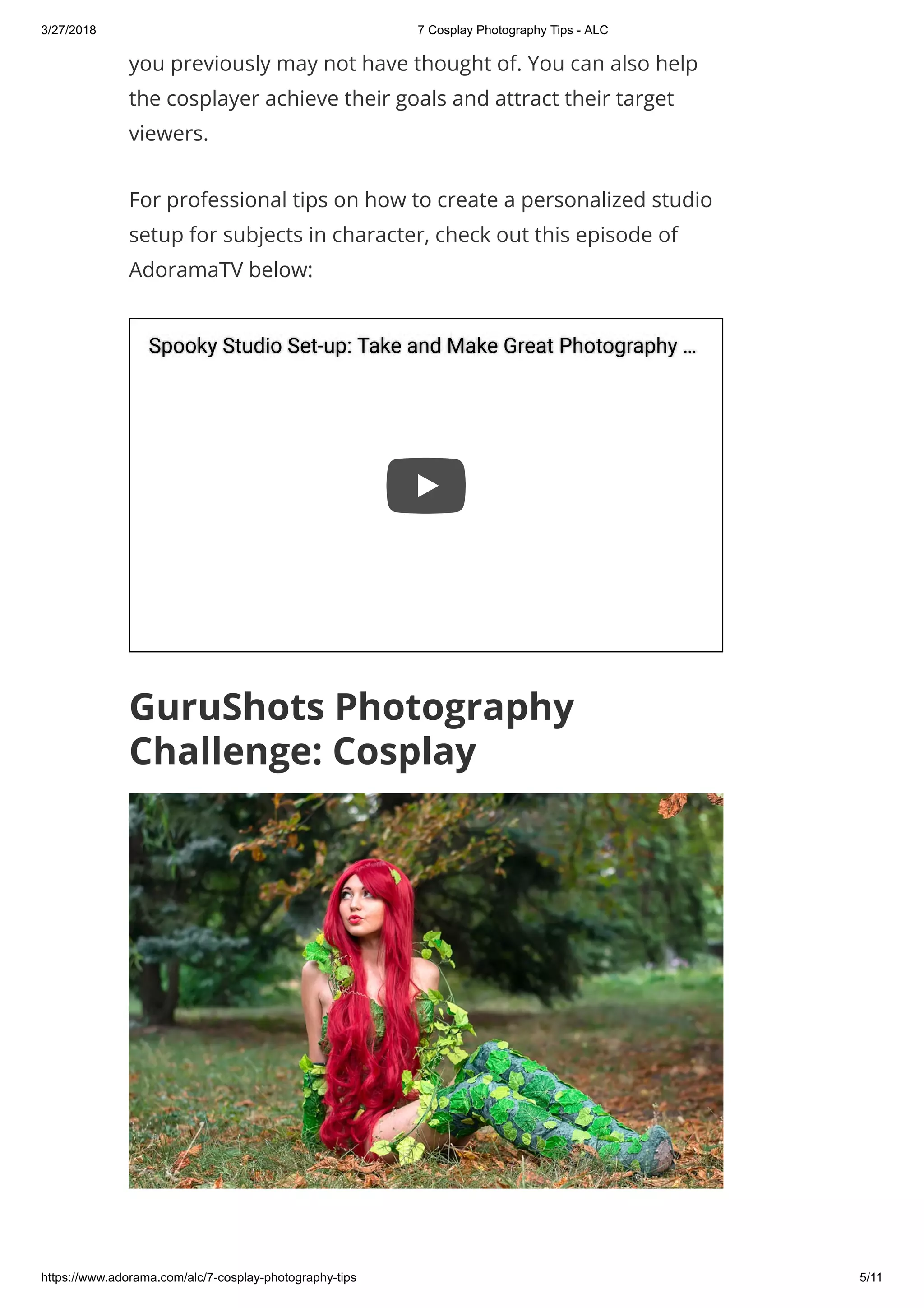 7 Cosplay Photography Tips | PDF
