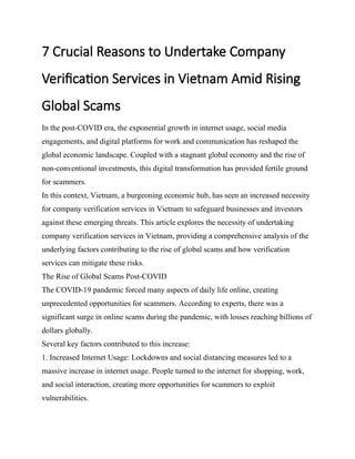 7 Crucial Reasons to Undertake Company Verification Services in Vietnam ...