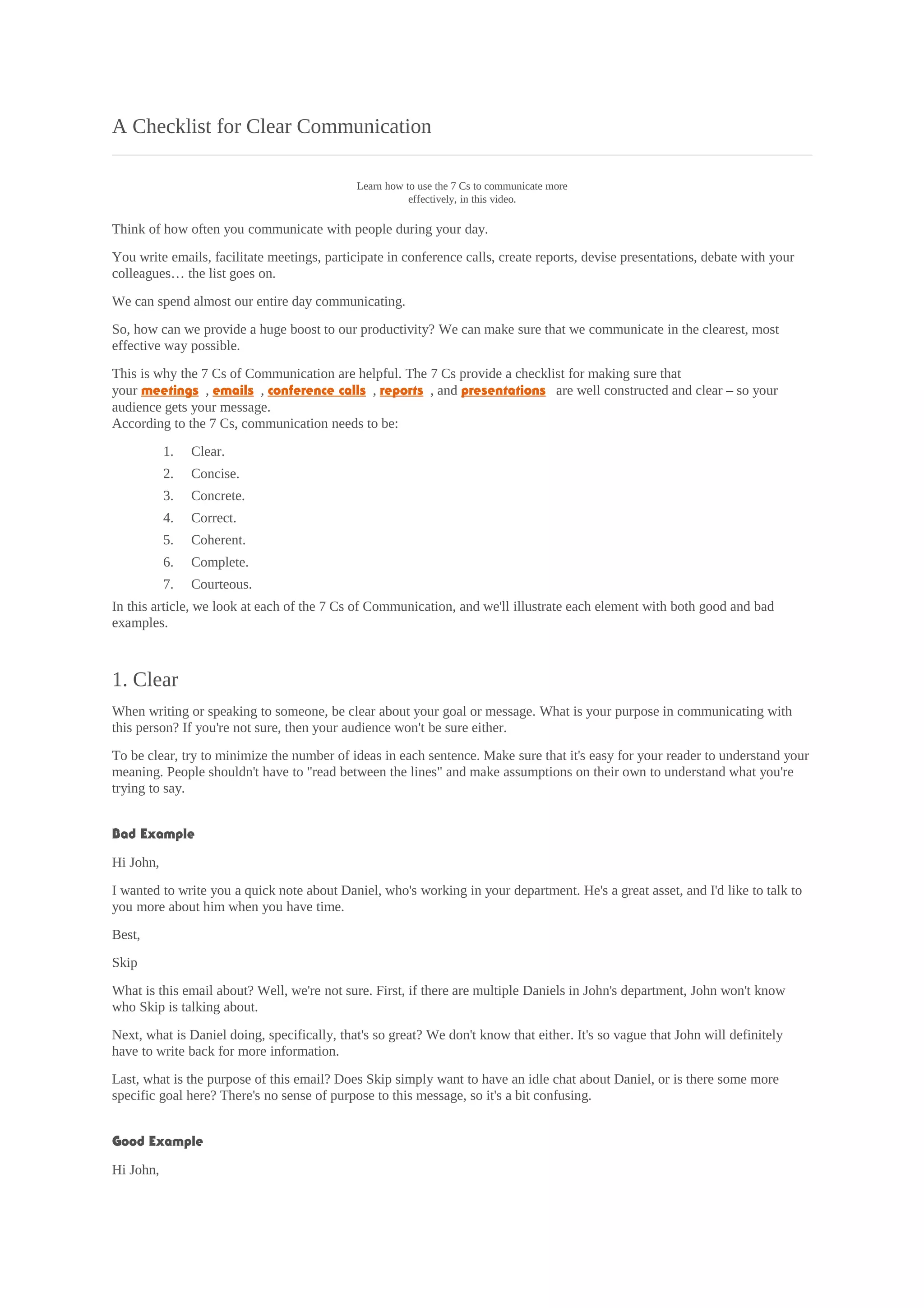 7 cs of communication | ODT