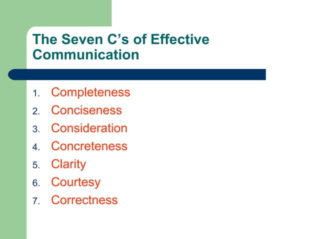 7 c's of effective communication | PPT | Standardized Testing ...