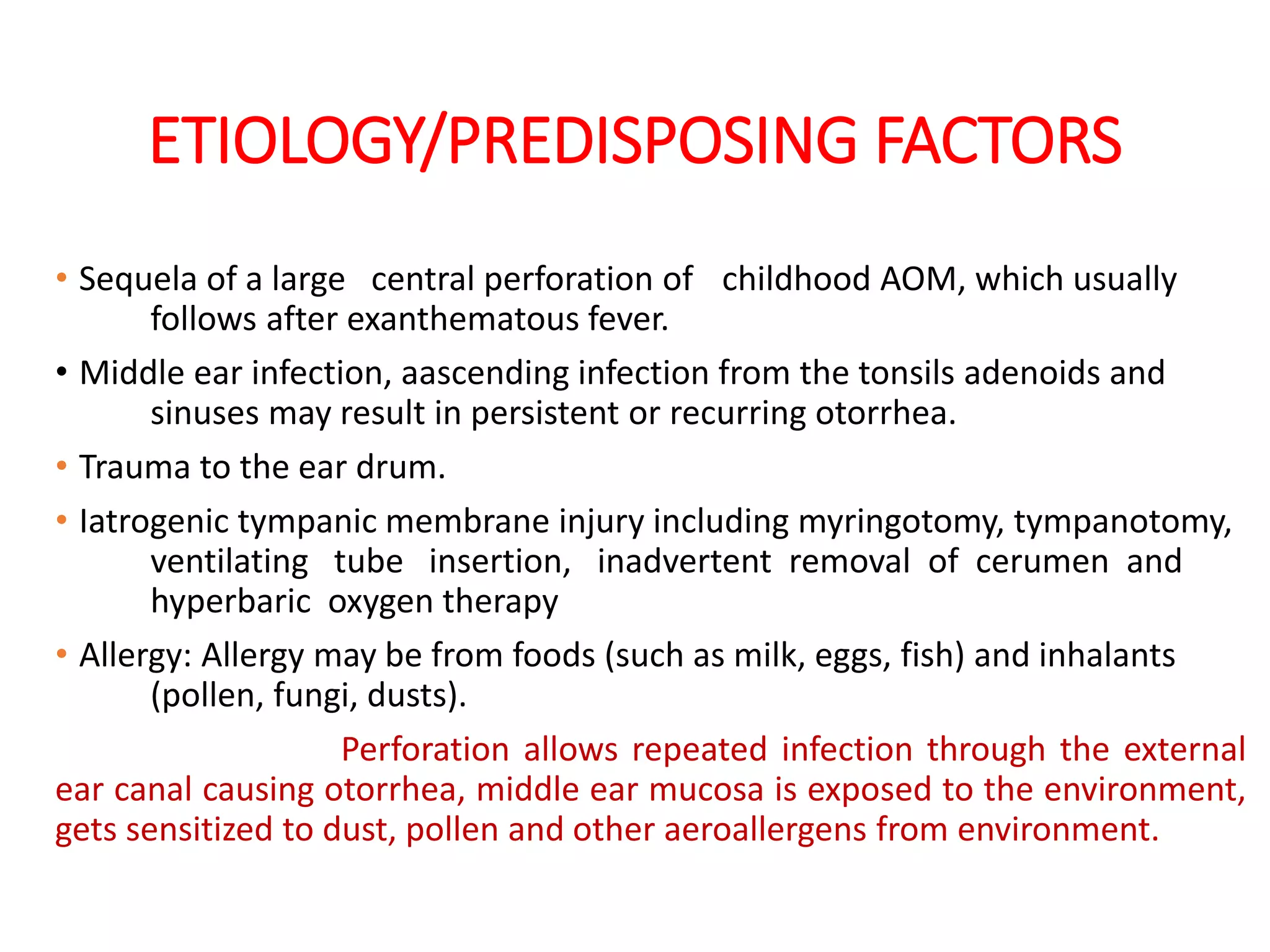 CHRONIC SUPPURATIVE OTITIS MEDIA (TUBOTYMPANIC) | PPT