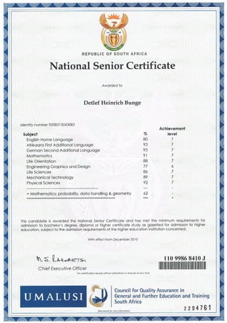 National Senior Certificate | PDF