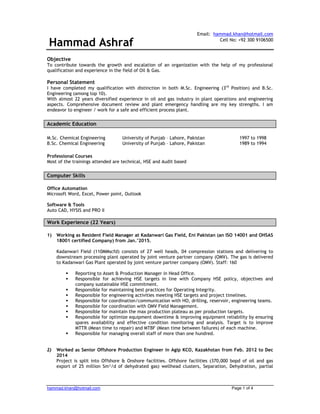 Hammad Ashraf CV | PDF