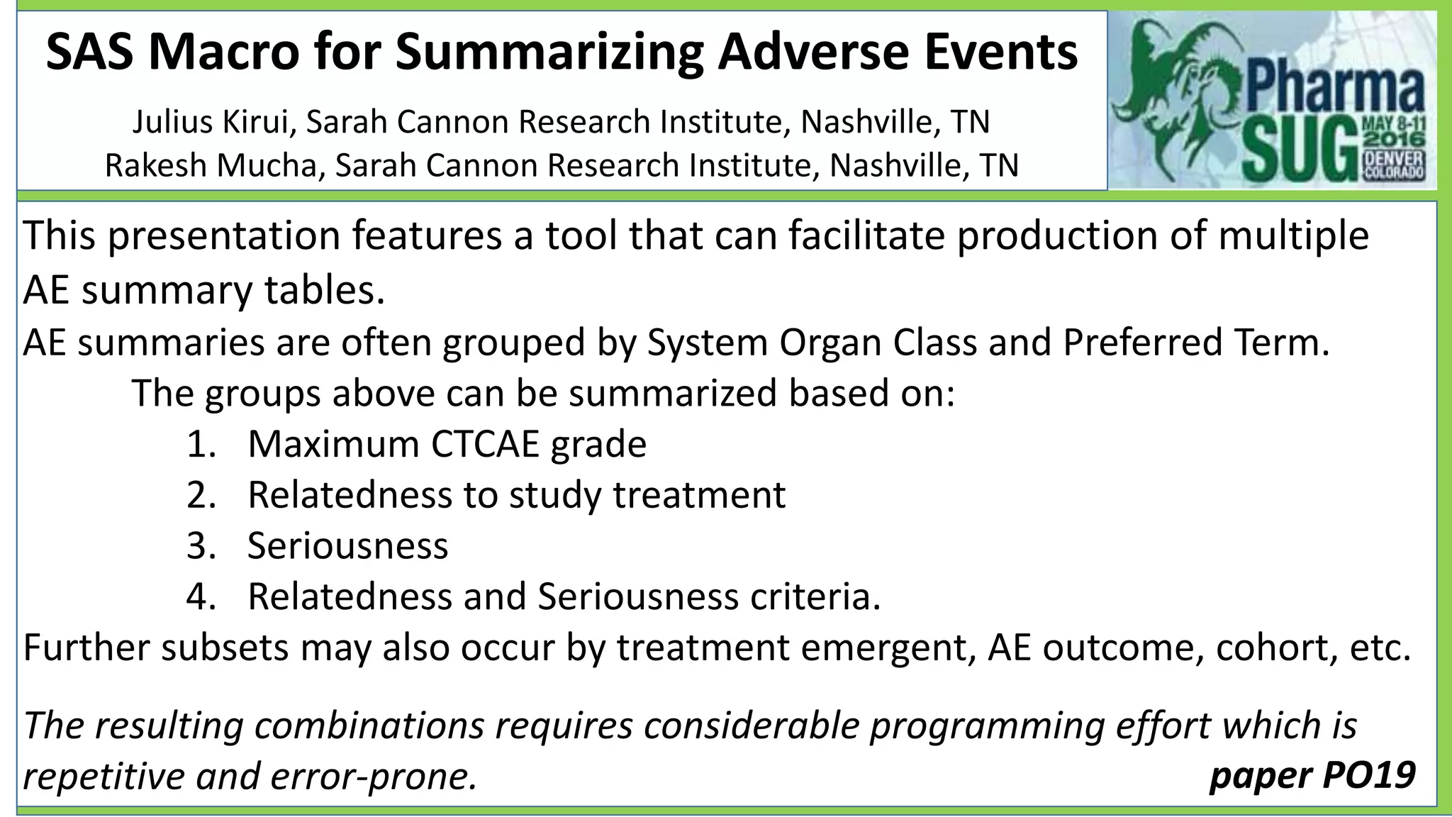 PharmaSUG 2016 _ PO19_V1 | PPTX
