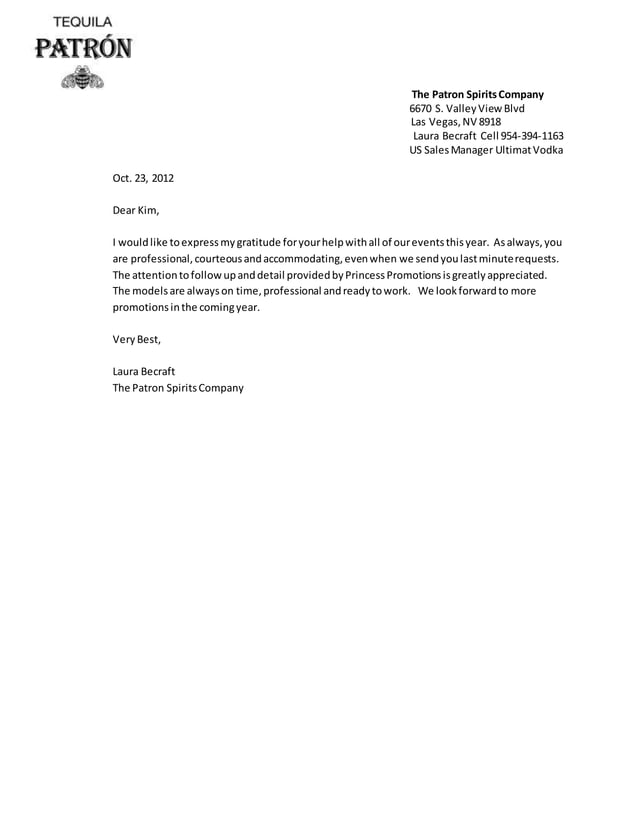 Patron Letter of thanks | PDF