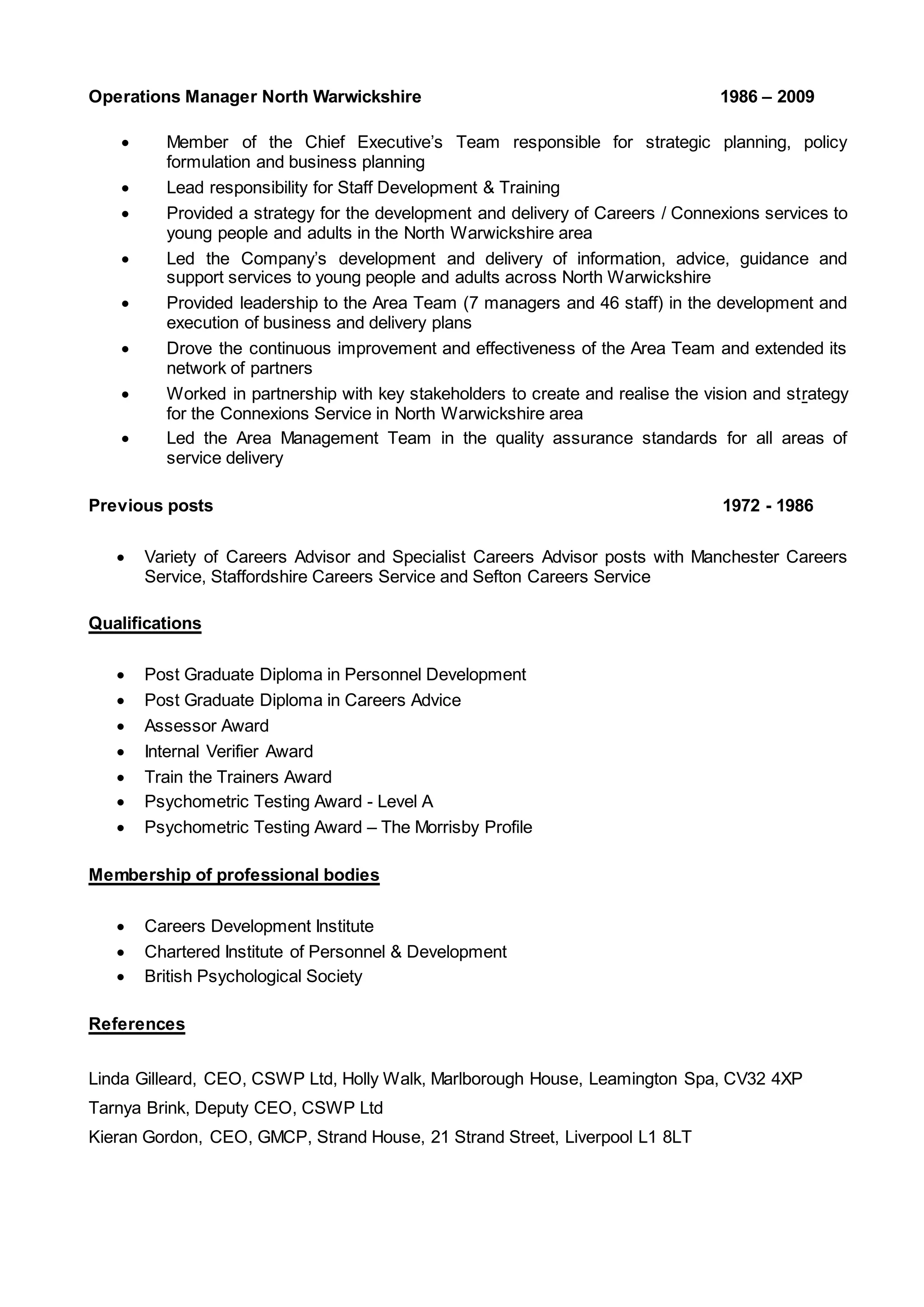 Dave's CV August 2014 | PDF