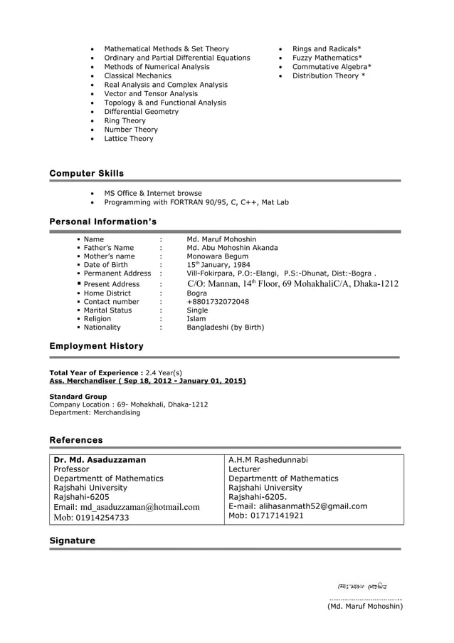 Maruf CV | DOC | Physics | Science