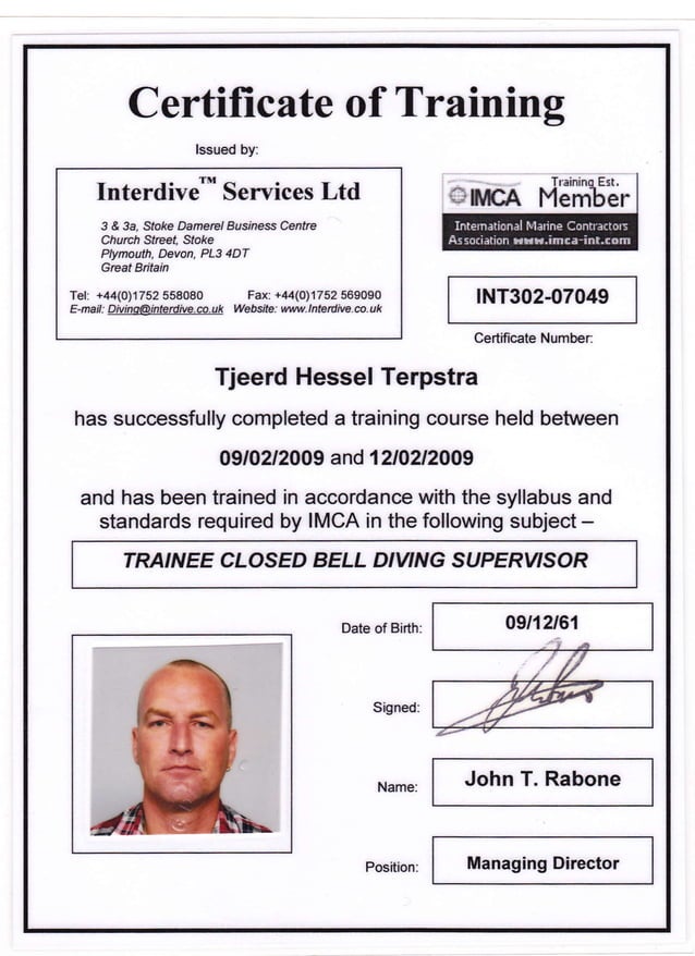 Trainee Closed Bell Diving Supervisor | PDF