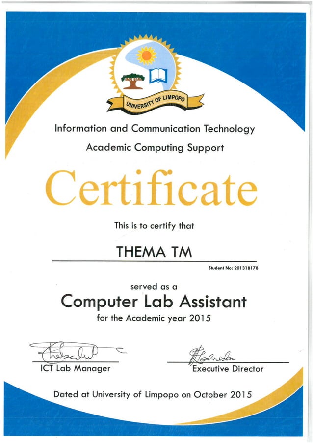Computer lab assistant certificate | PDF