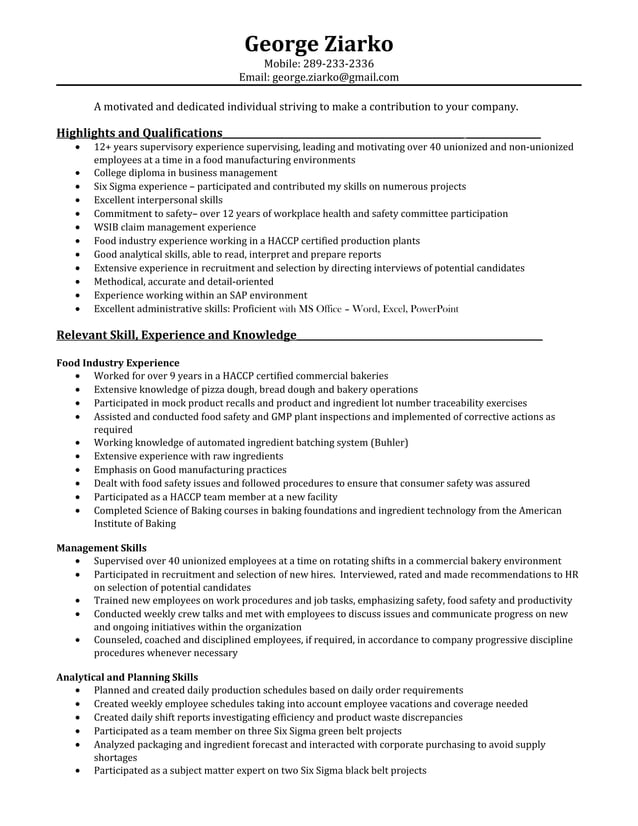 Resume George Ziarko | PDF