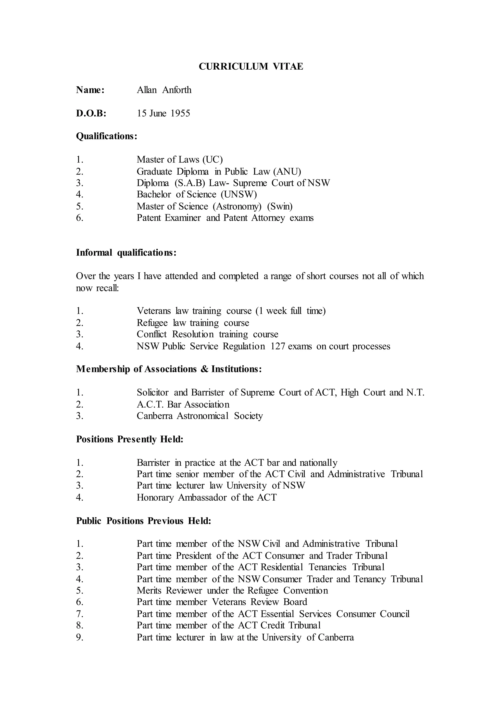 Curriculum vitae current | DOCX
