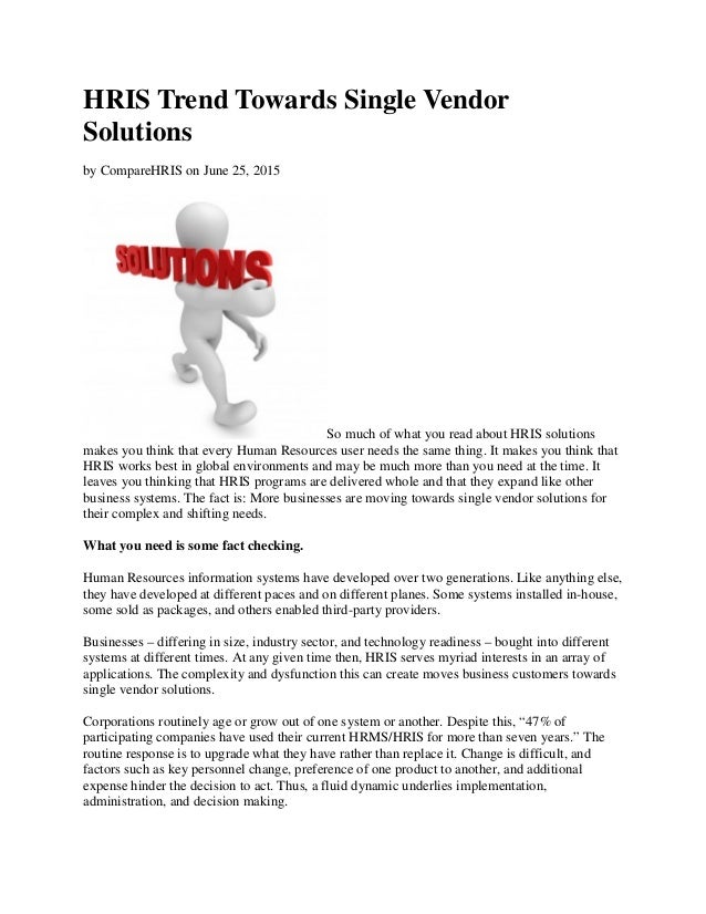 HRIS Trend Towards Single Vendor Solutions