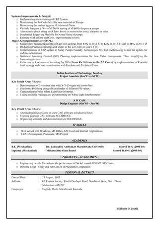 Subodh Joshi - CV | PDF