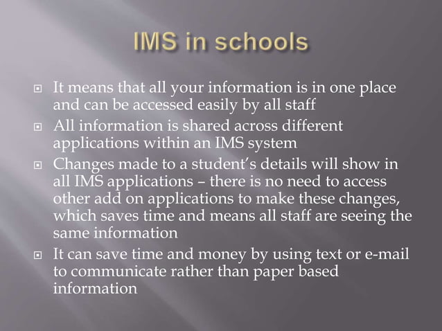 The IMPORTANCE OF AN IMS SYSTEM IN EDUCATION May 2015 | PPT