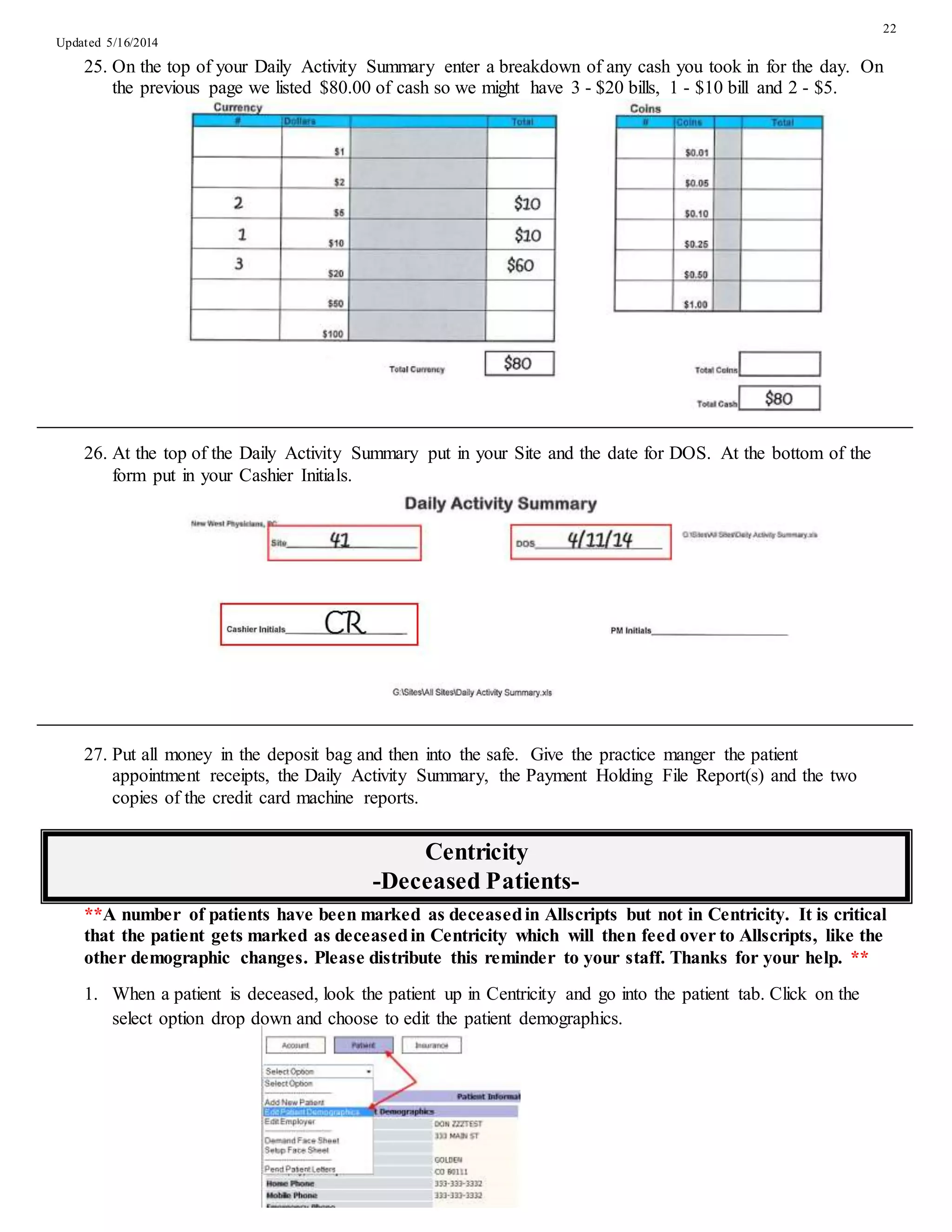 Centricity & Allscripts Trainin Manual Updated | DOCX