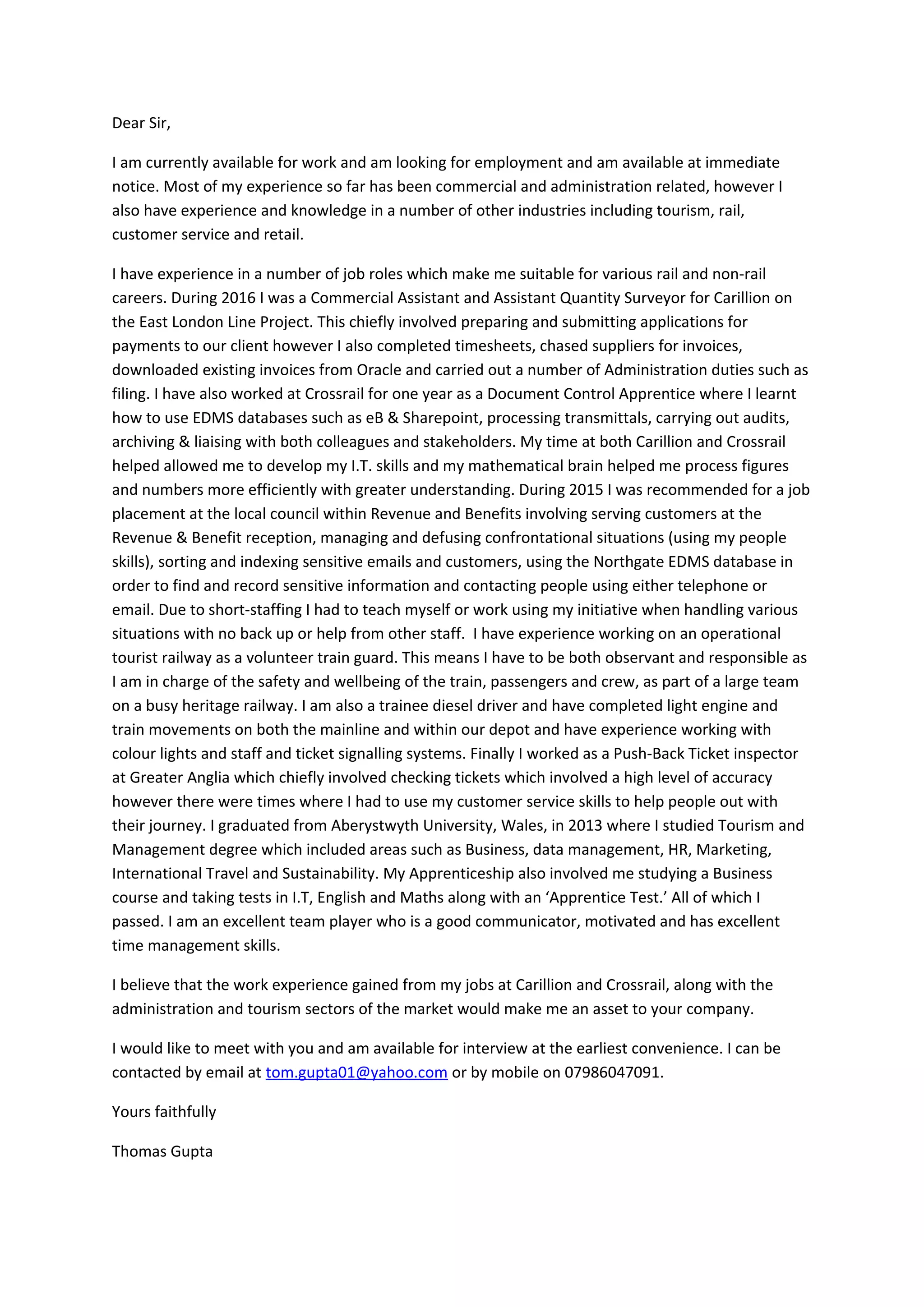 Cover Letter Linkedin Profile | PDF