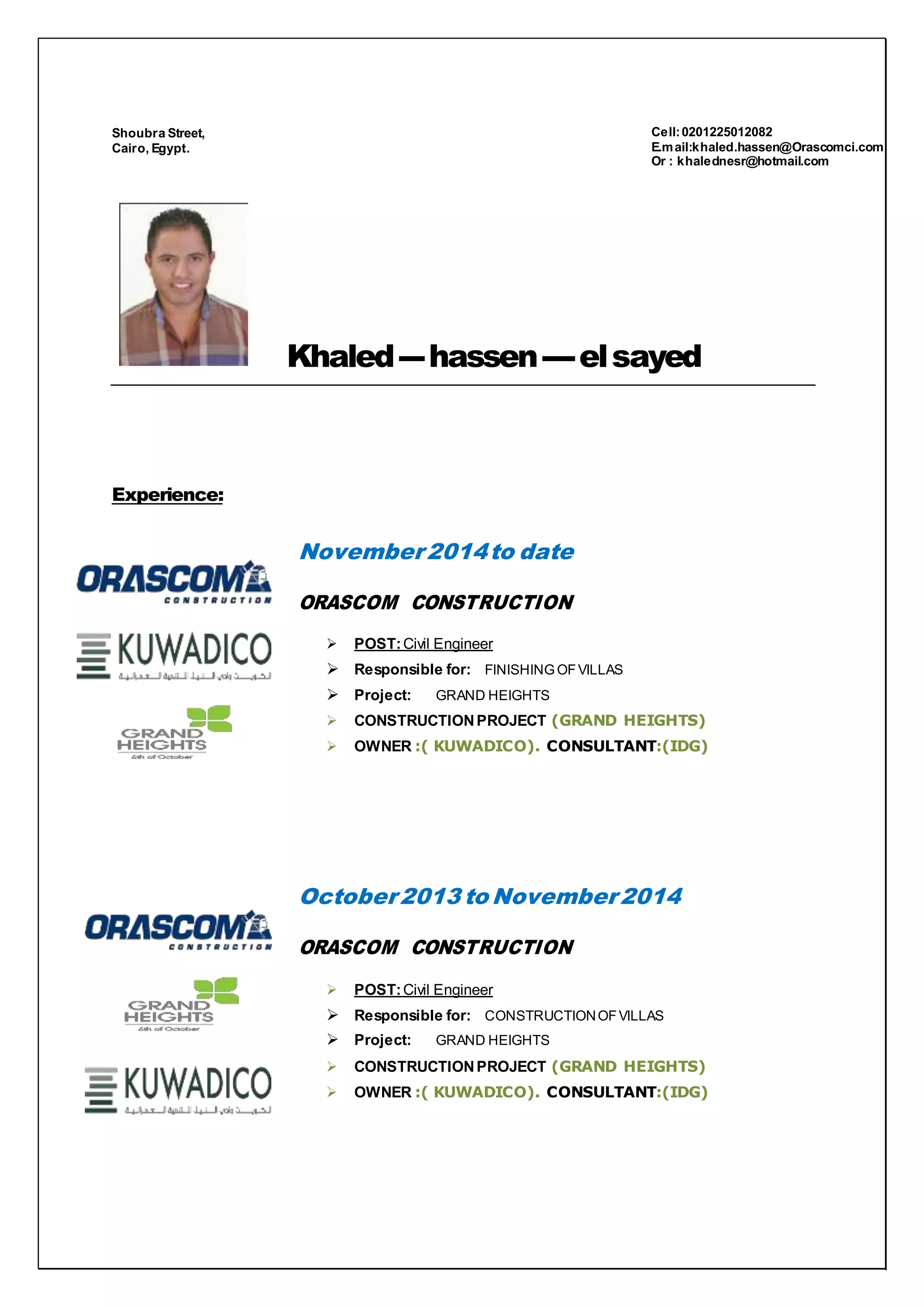 Eng.khaled CV update | DOCX | Civil Engineering Industry | Industries