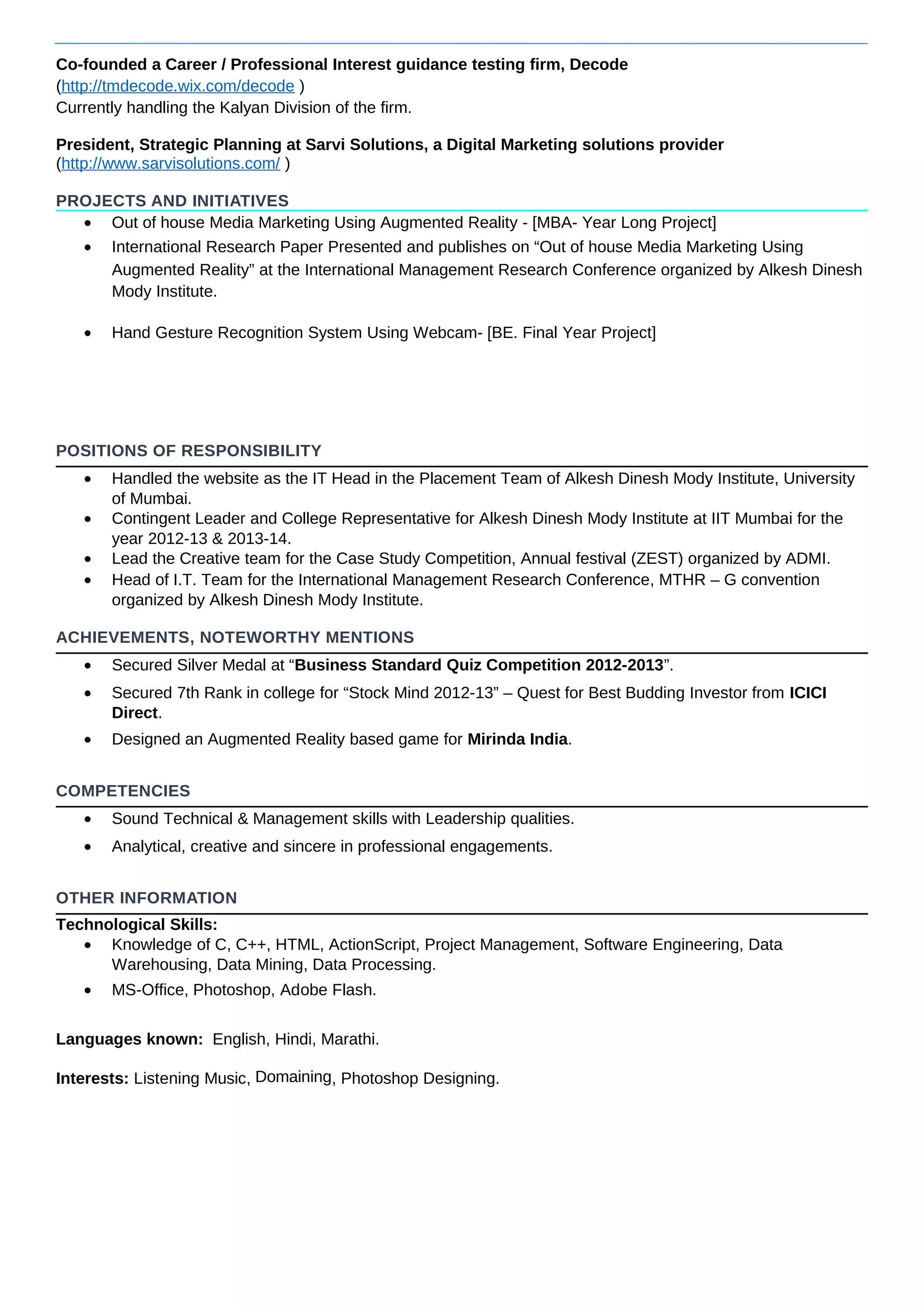 Sushant Sonar_CV | PDF