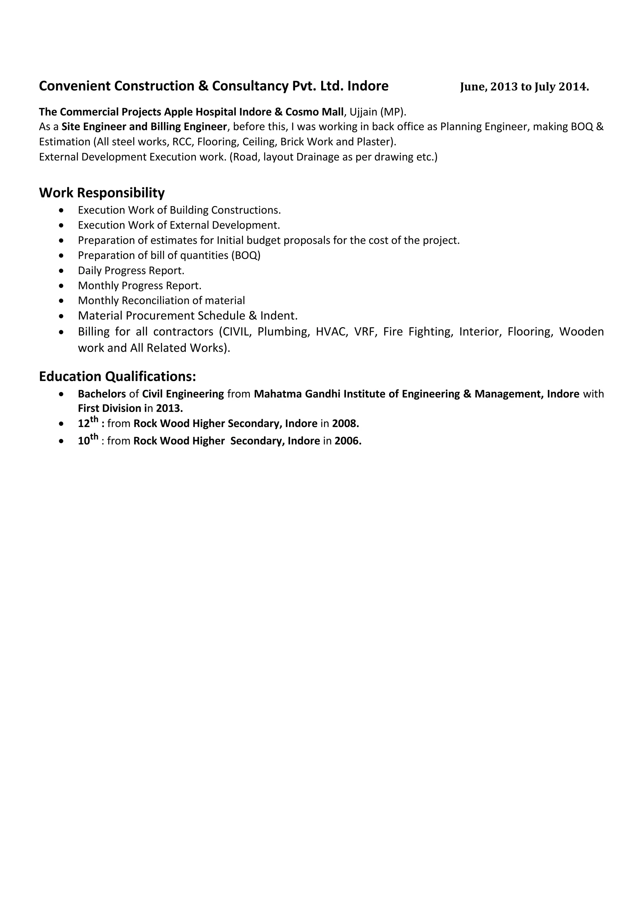 Wasim-CV | PDF | Civil Engineering Industry | Industries