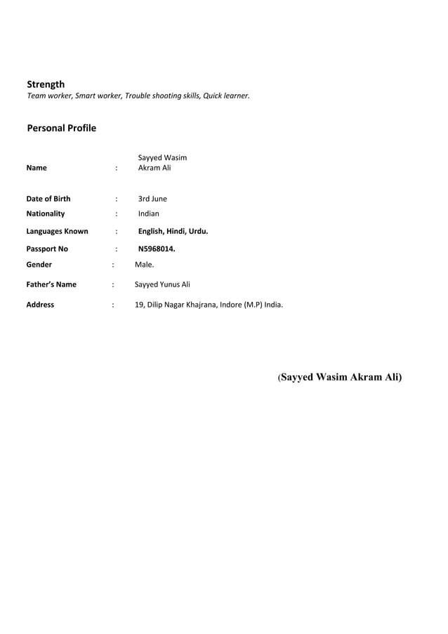 Wasim-CV | PDF | Civil Engineering Industry | Industries