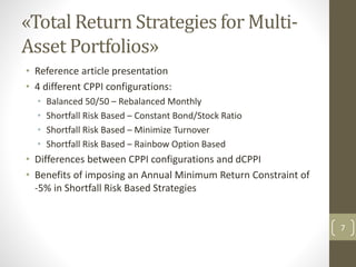 Dynamic Constant Proportion Portfolio Insurance | PPT