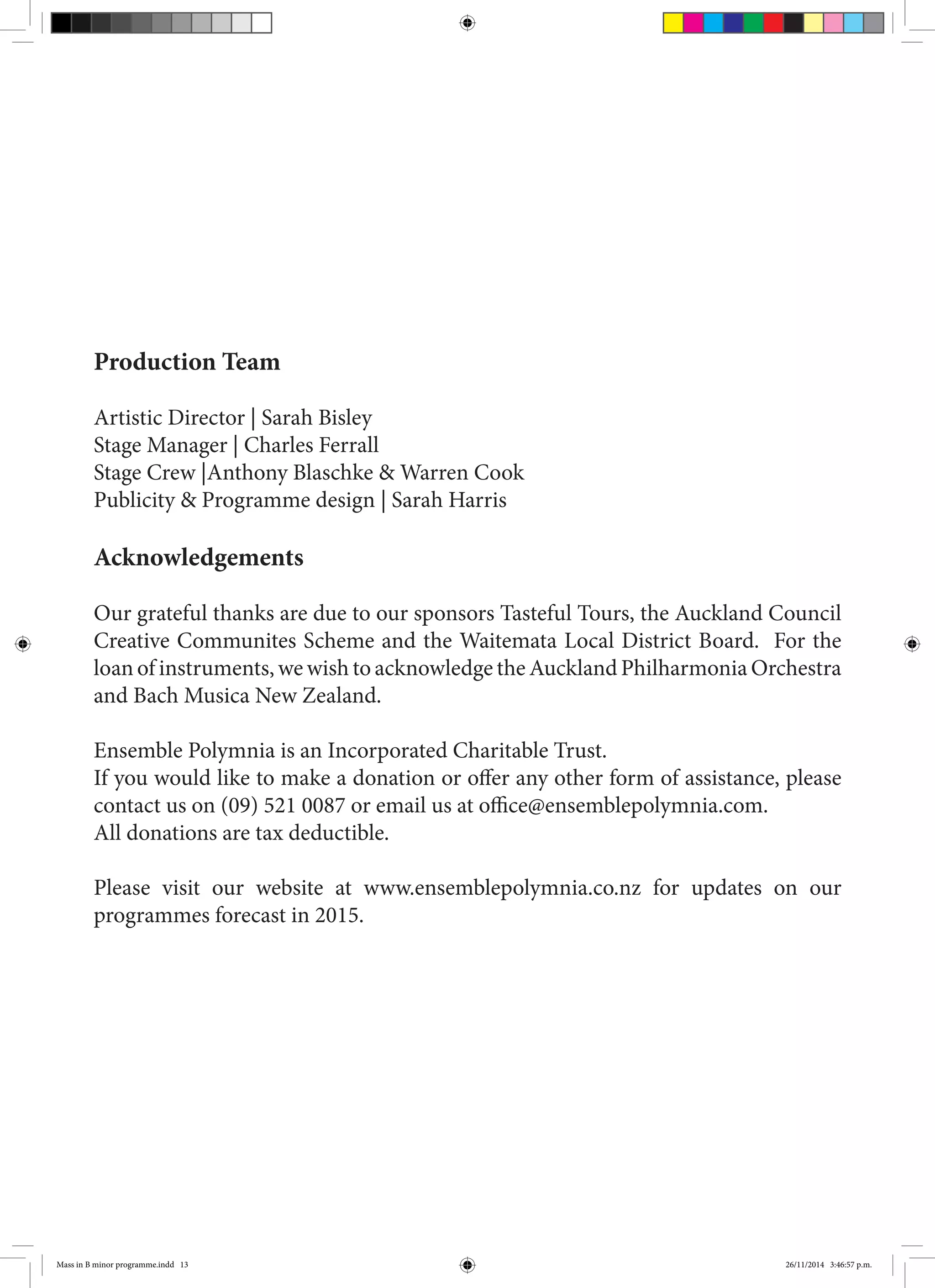 Mass in B minor programme print file | PDF