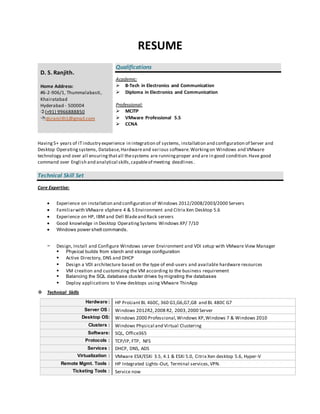Ranjith - Windows and VMware | DOCX
