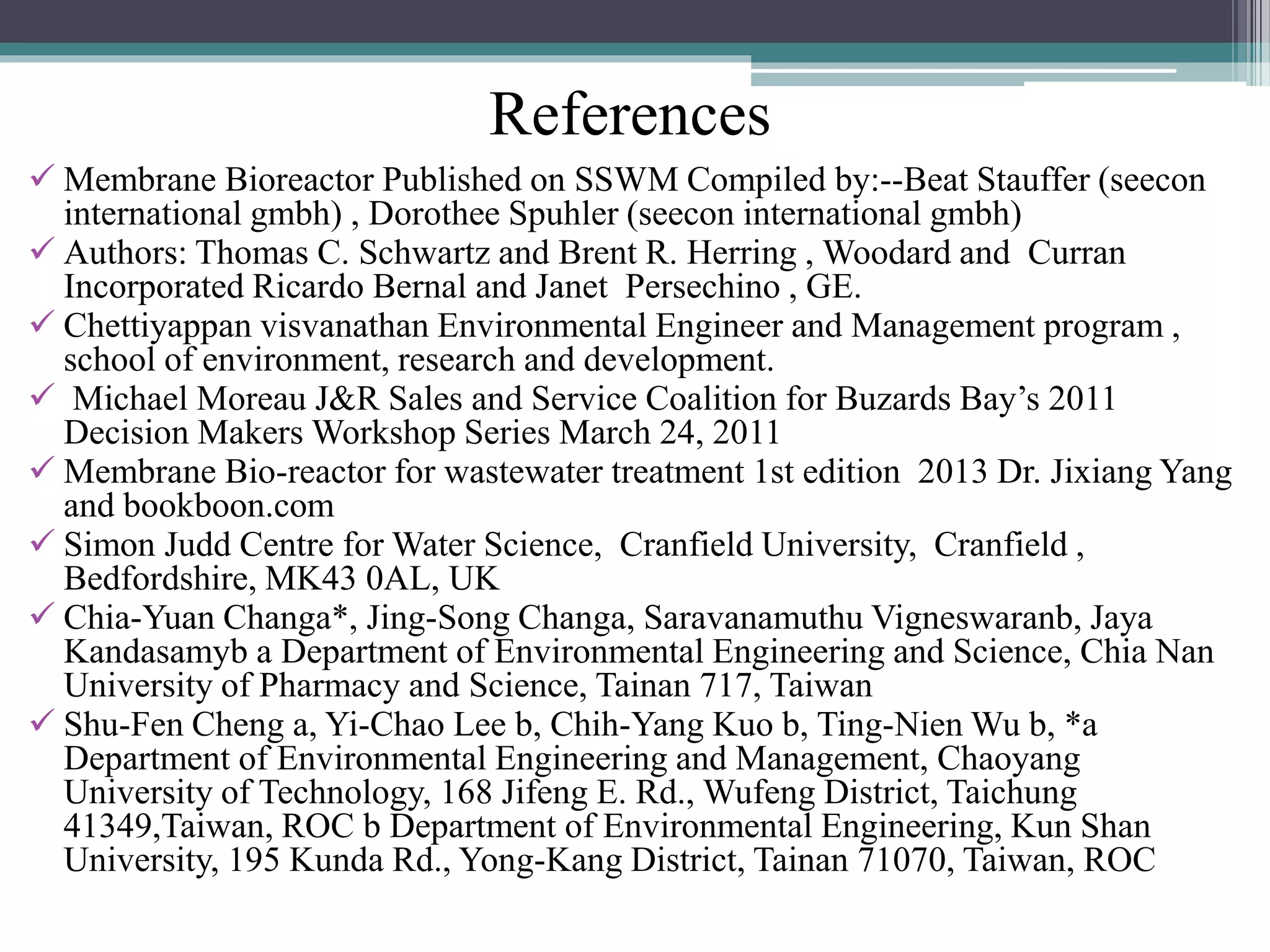 MEMBRANE BIO-REACTOR | PPTX