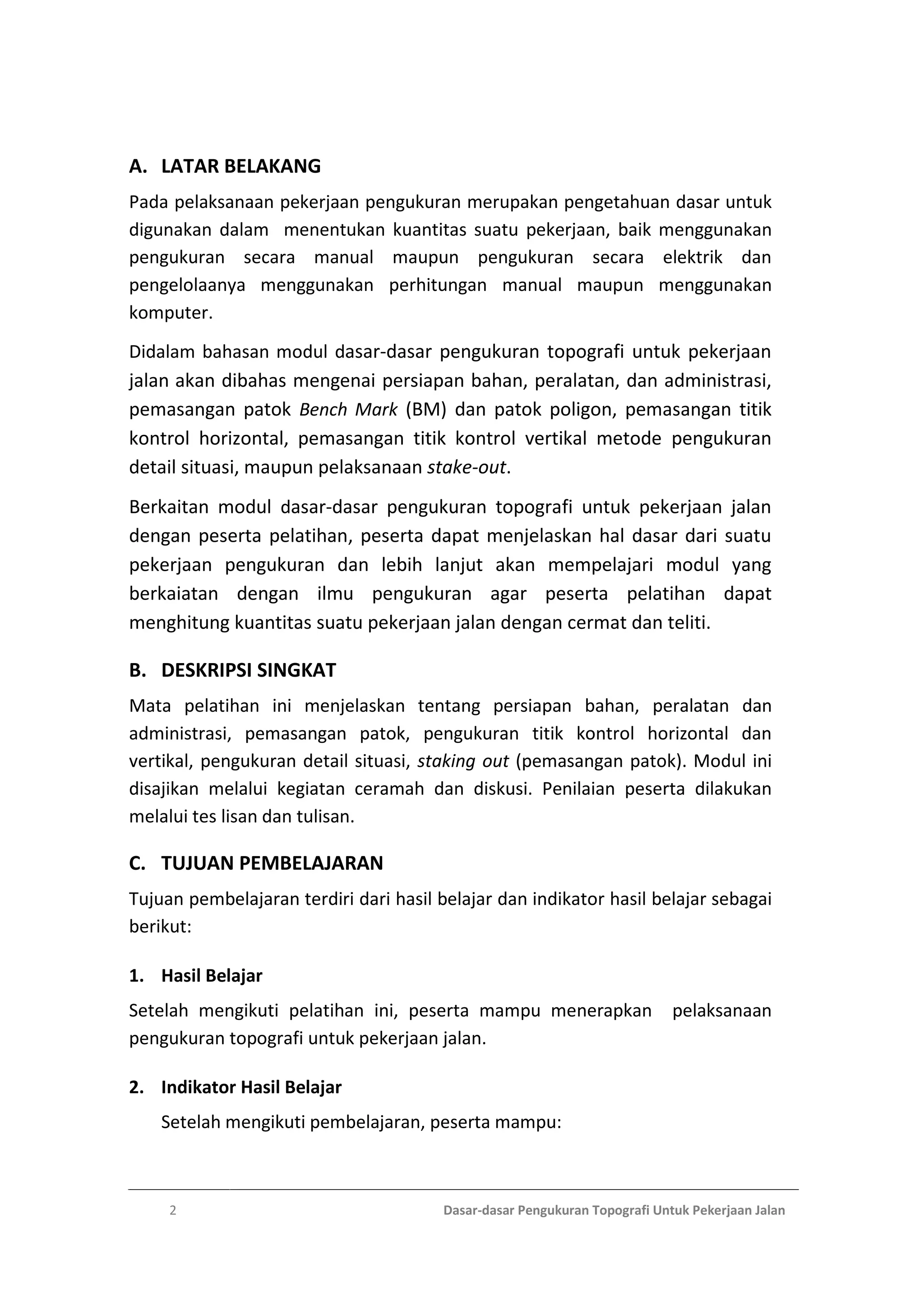 7d452 modul 2_dasar-dasar_pengukuran__topografi_untuk_pekerjaan_jalan | PDF