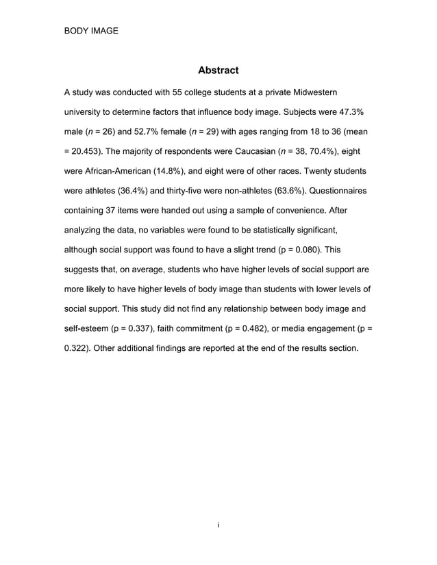 Factors Affecting Body Image in College Students | PDF