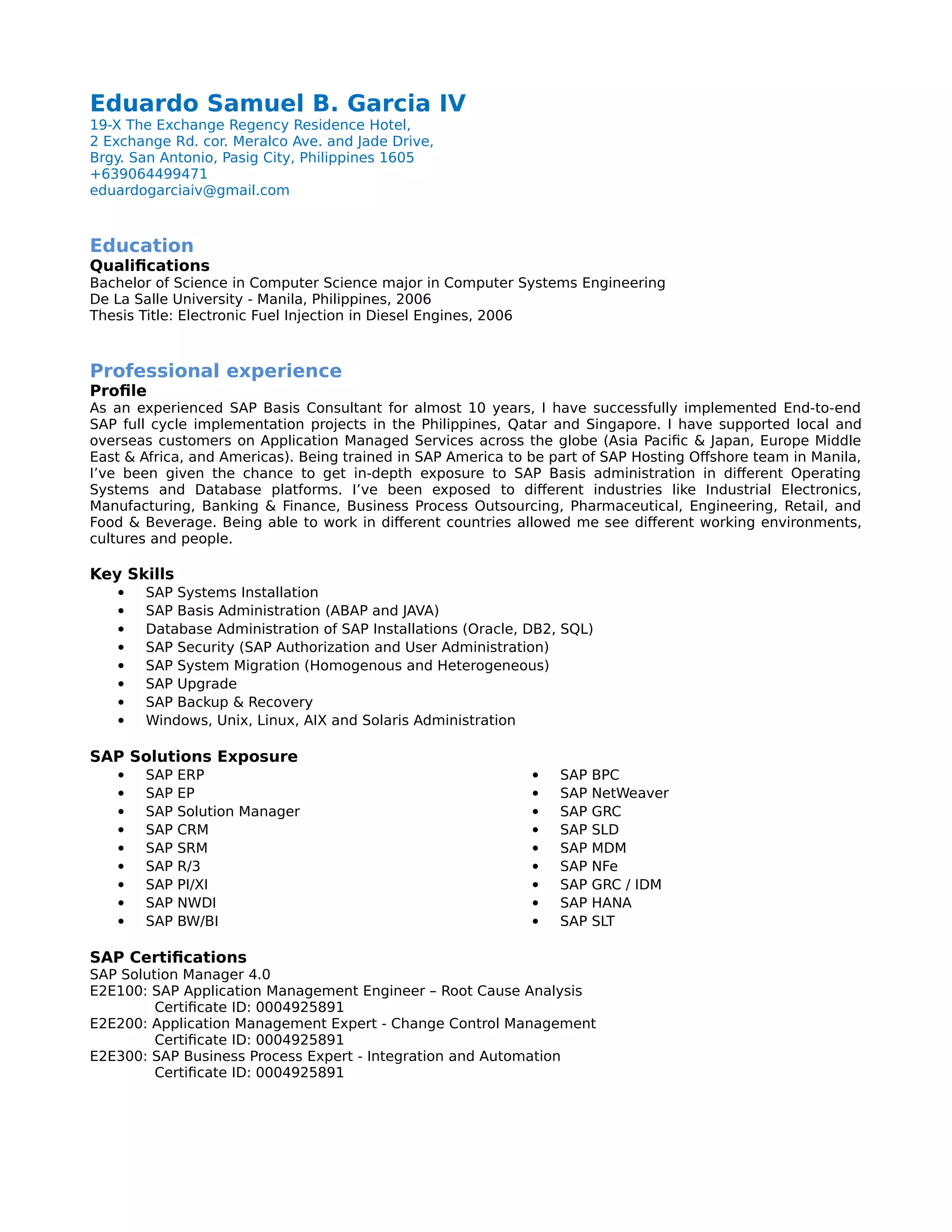 Eduardo Garcia IV - CV 07202016 | PDF