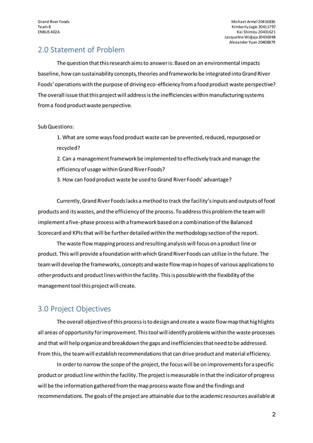 Grand River Foods Waste Management Project Proposal | DOCX