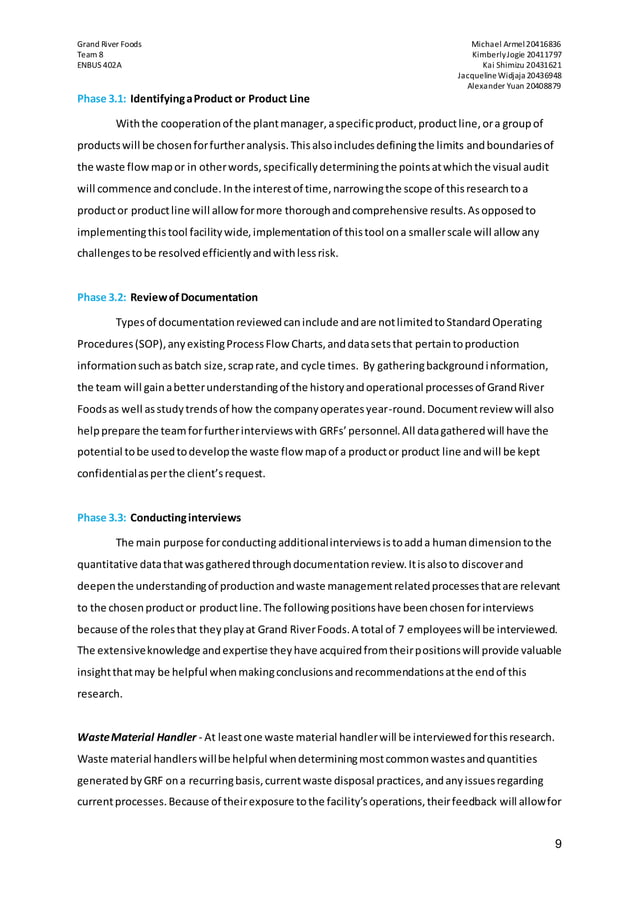 Grand River Foods Waste Management Project Proposal | DOCX