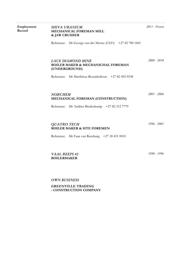 Curriculum Vitae - Dawid Roux Botha | PDF