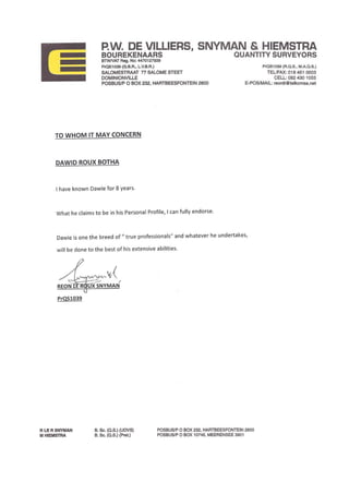 Curriculum Vitae - Dawid Roux Botha | PDF