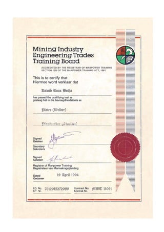 Curriculum Vitae - Dawid Roux Botha | PDF