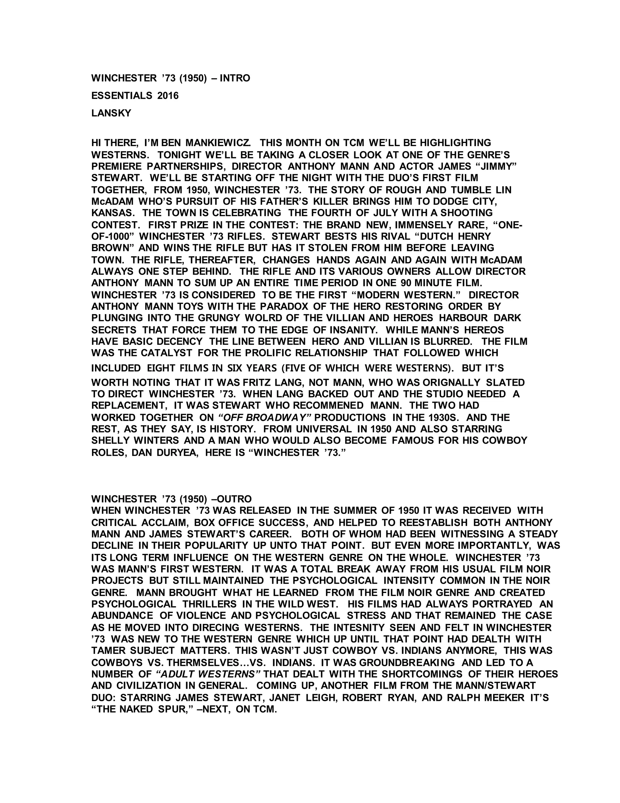 WINCHESTER '73 JML | DOCX