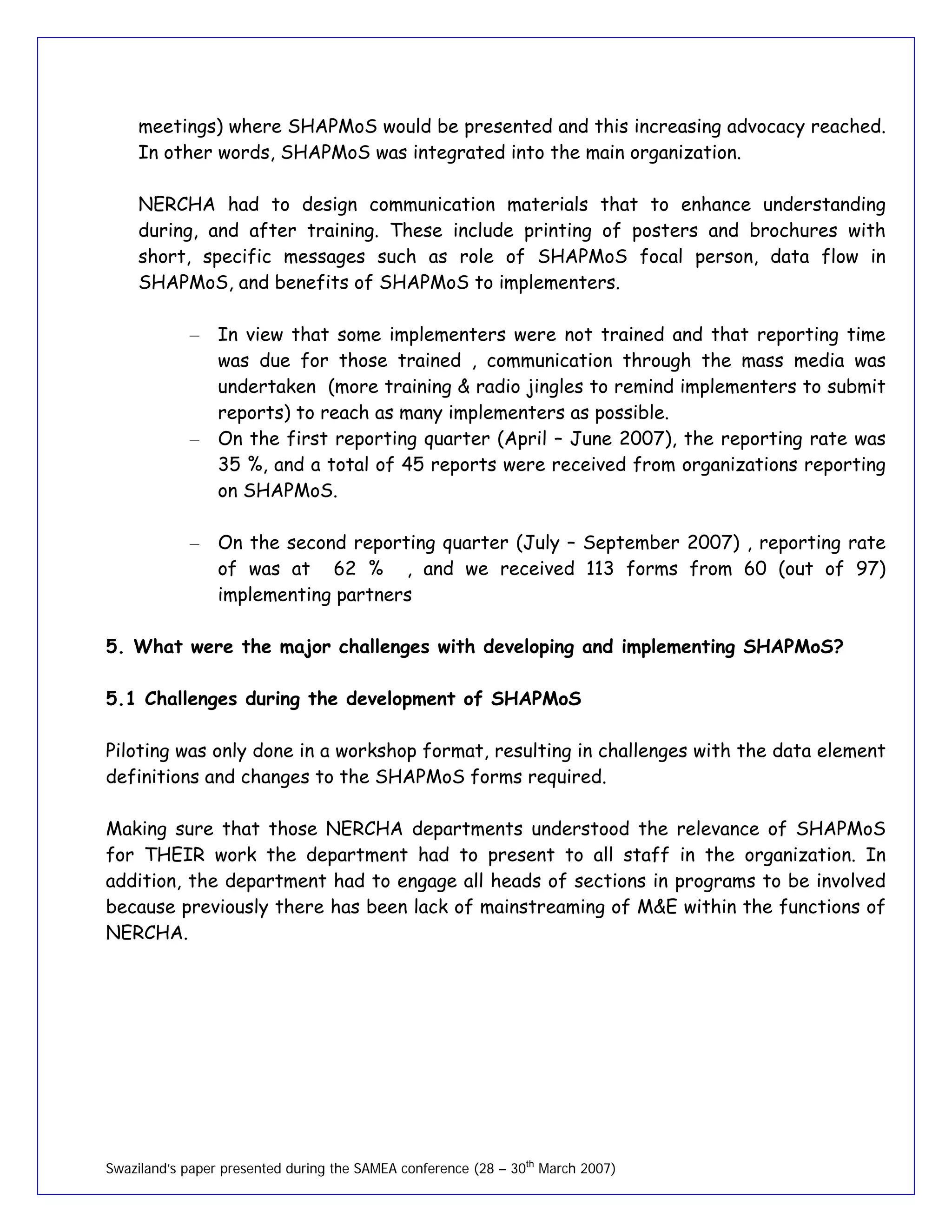 551_Lessons Learned from implementation of SHAPMoS | PDF