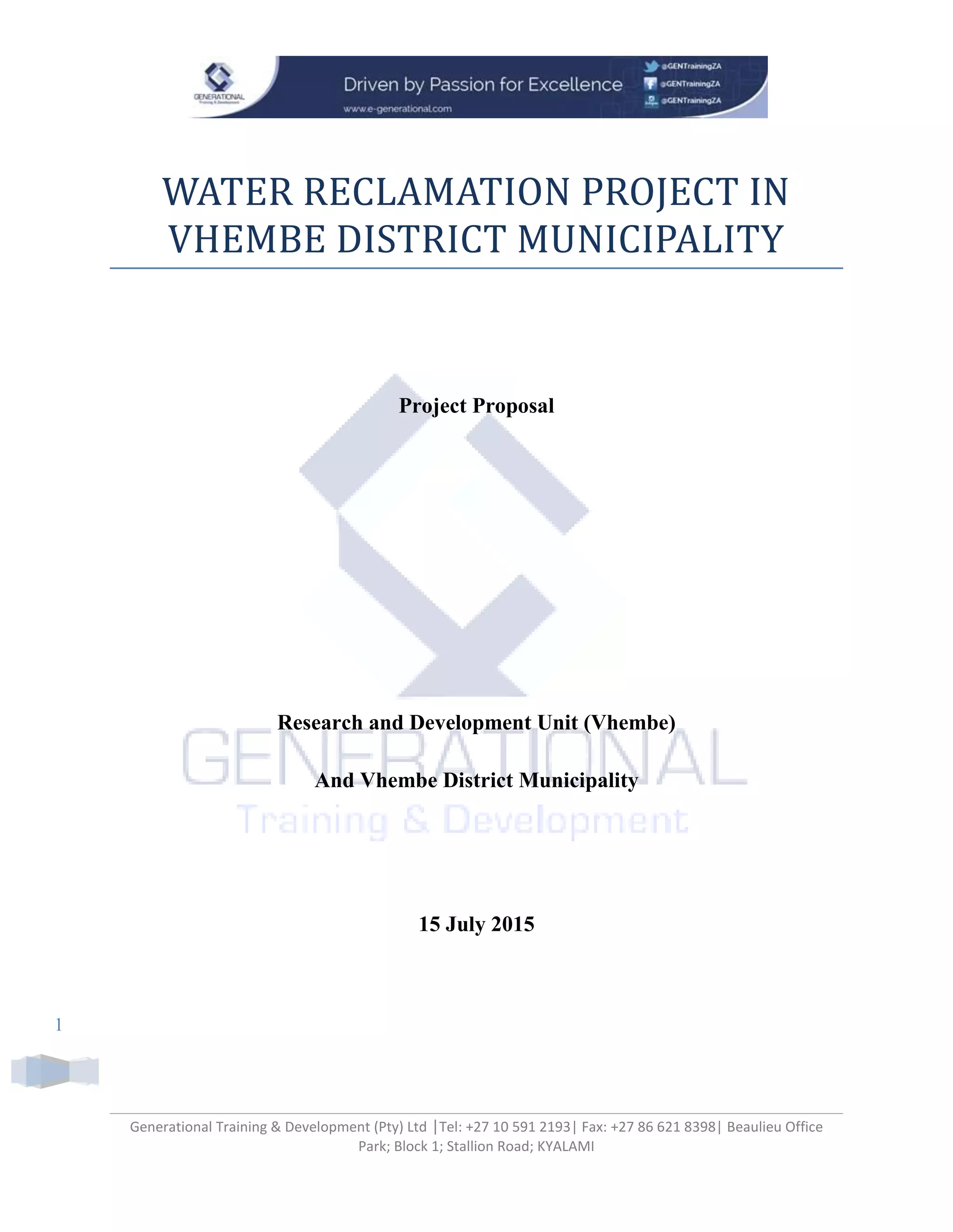 Vhembe Water reclamation project final paper - Copy | PDF