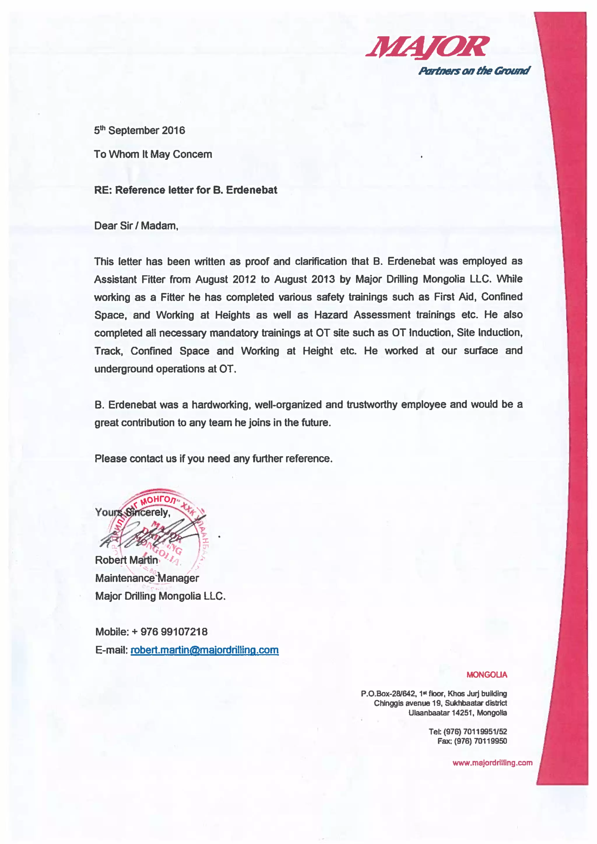 Major drilling information ERDENEBAT | PDF